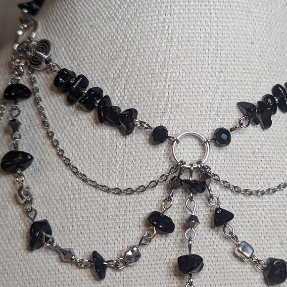 Handmade | Jewelry | Spiral Themed Obsidian Crystal Layered Gothic ...